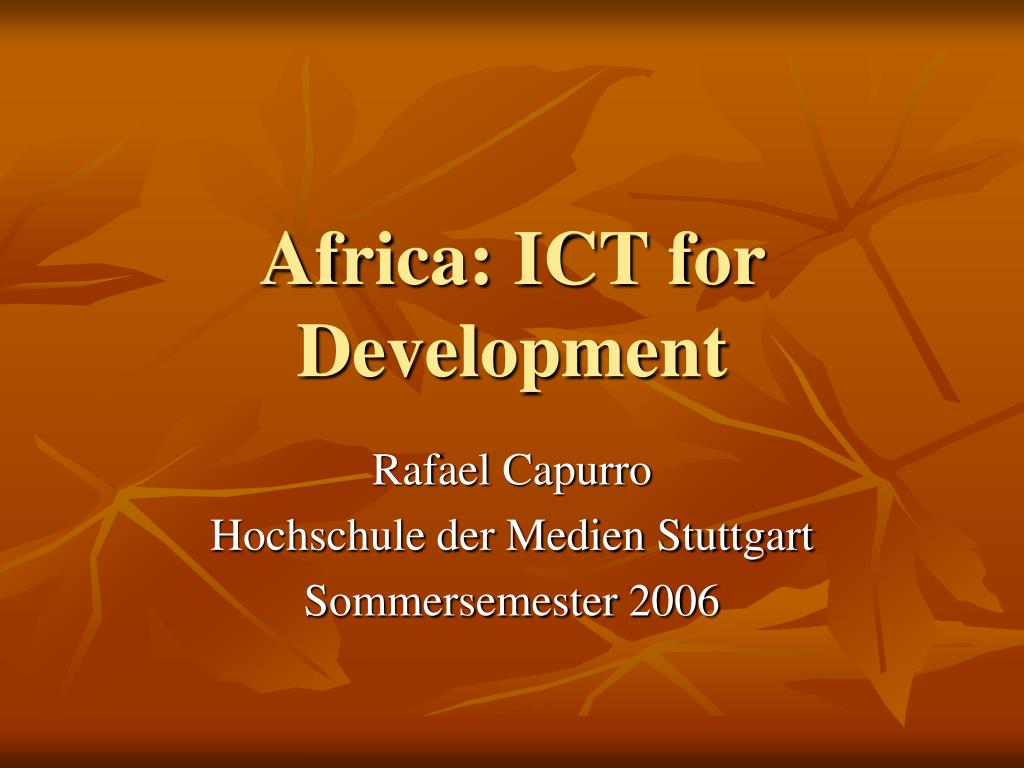 PPT - ICT for Development in Africa: Strategies, Achievements, and ...