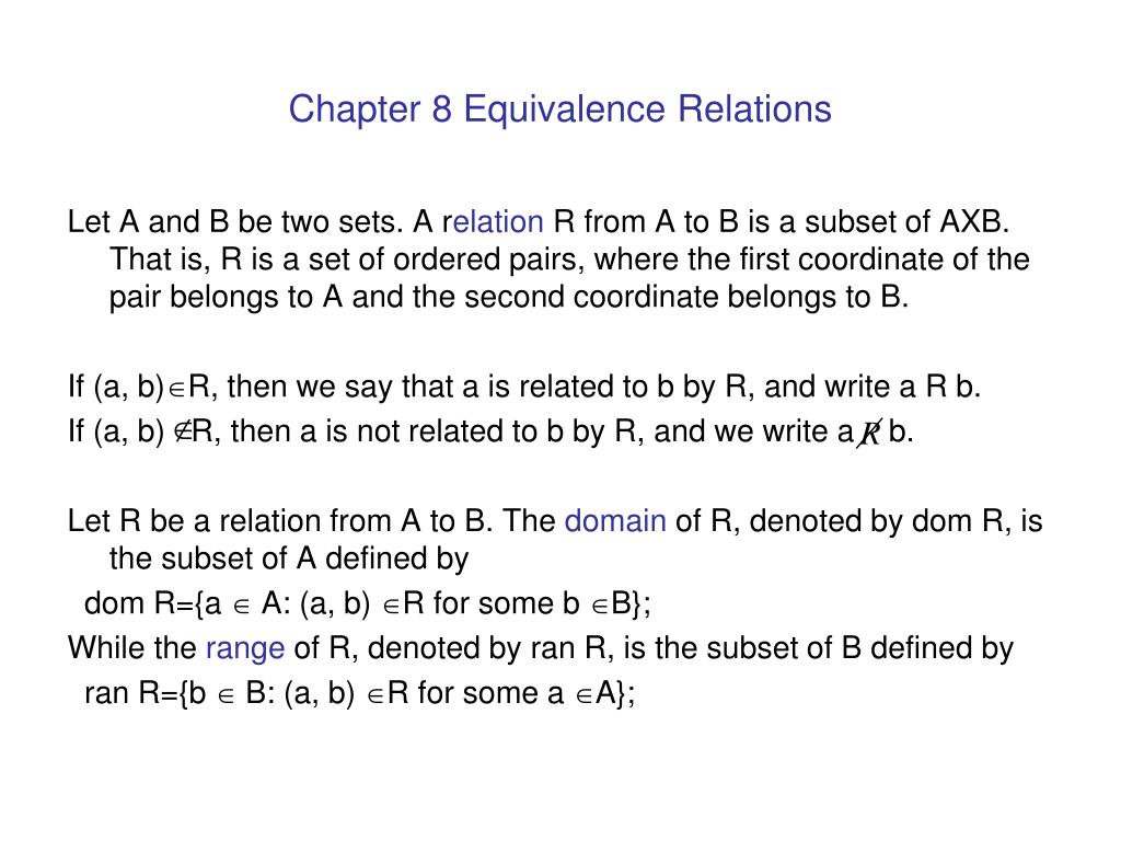 PPT - Chapter 8 Equivalence Relations PowerPoint Presentation, free ...