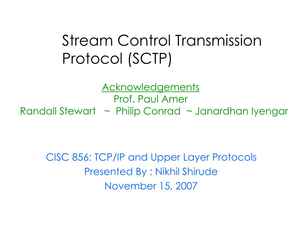 PPT - Stream Control Transmission Protocol (SCTP) PowerPoint ...