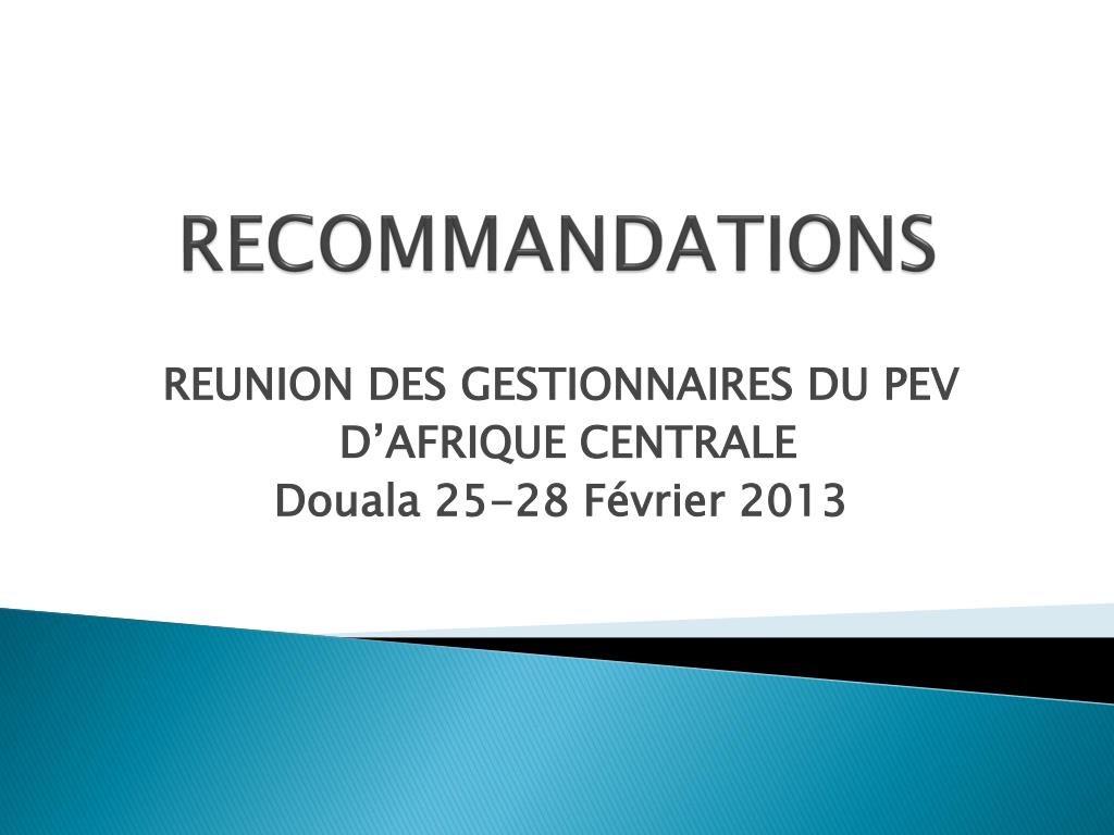 PPT - RECOMMANDATIONS PowerPoint Presentation, free download - ID:3353558