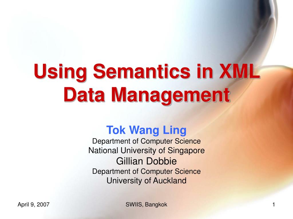 PPT - Using Semantics in XML Data Management PowerPoint Presentation ...