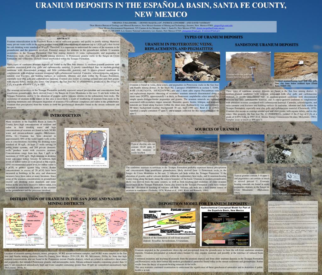 PPT - URANIUM DEPOSITS IN THE ESPAÑOLA BASIN, SANTA FE COUNTY, NEW ...