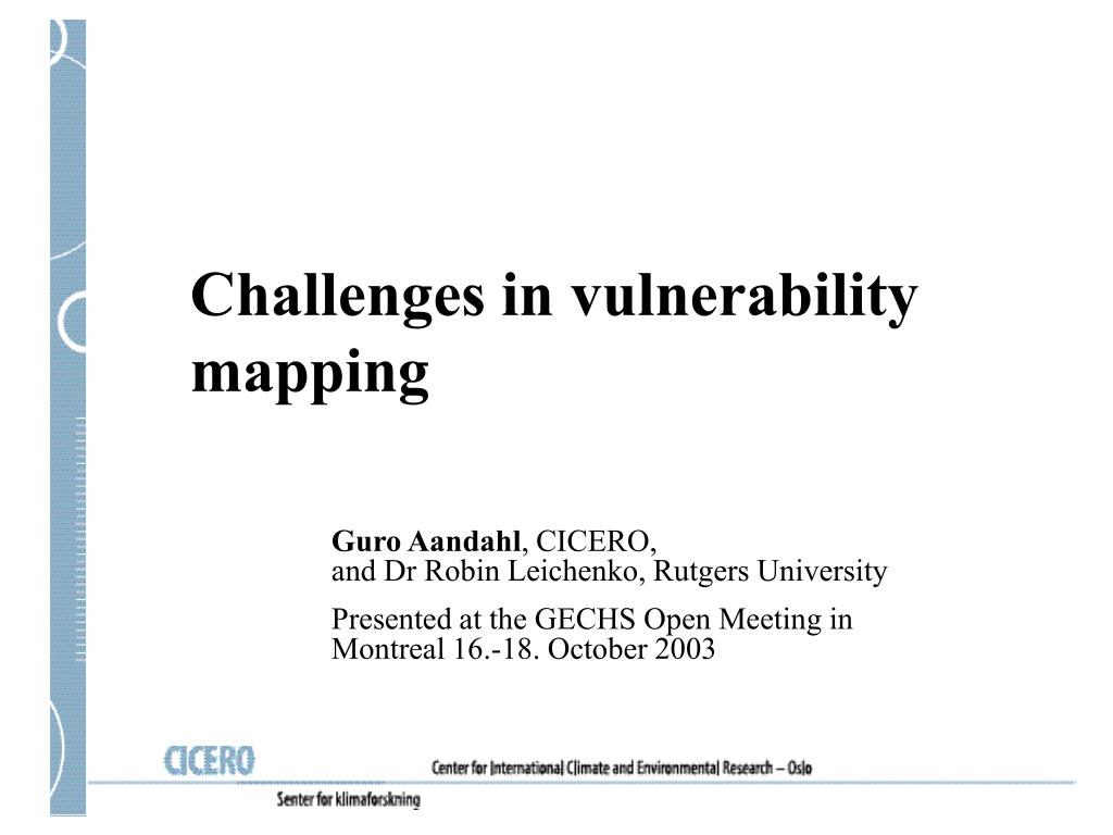 PPT - Challenges in vulnerability mapping PowerPoint Presentation, free ...