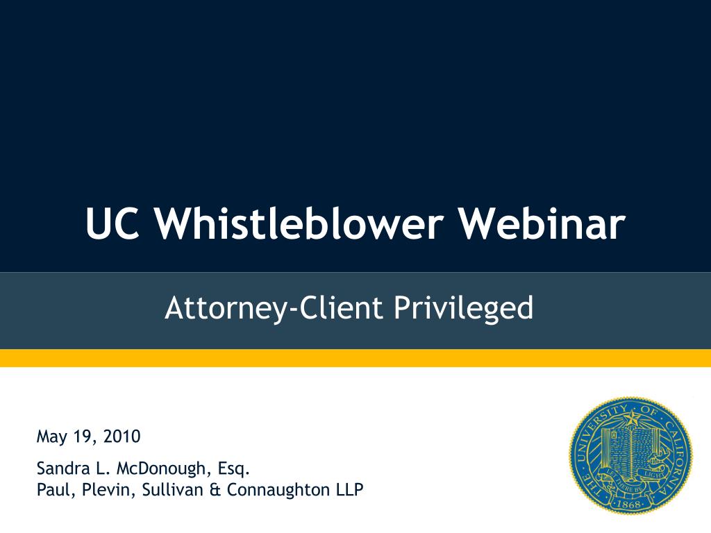 PPT - UC Whistleblower Webinar PowerPoint Presentation, free download ...
