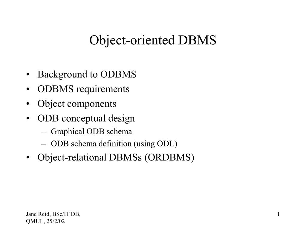 PPT - Object-oriented DBMS PowerPoint Presentation, free download - ID ...