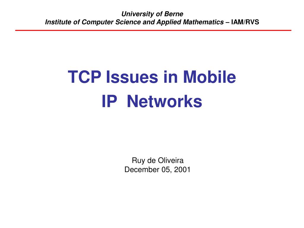 PPT - University of Berne Institute of Computer Science and Applied ...