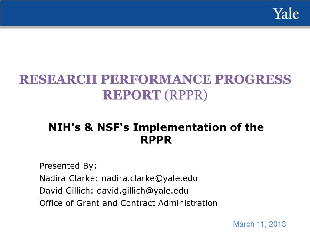 PPT - RESEARCH PERFORMANCE PROGRESS REPORT (RPPR) PowerPoint ...