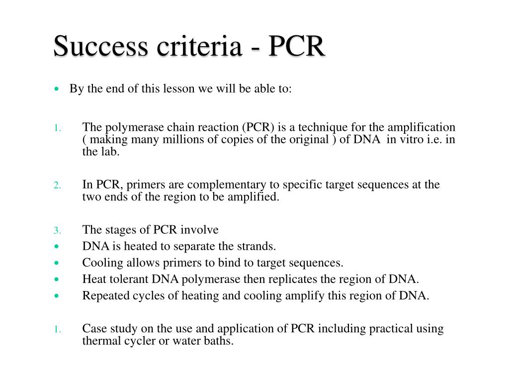 PPT - Success criteria - PCR PowerPoint Presentation, free download ...