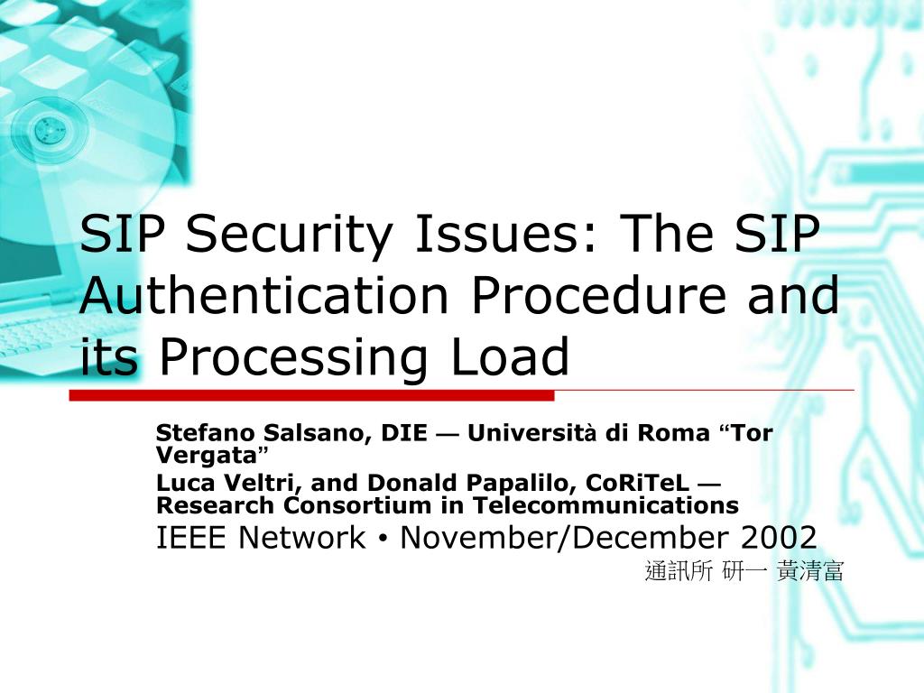 PPT - SIP Security Issues: The SIP Authentication Procedure and its ...