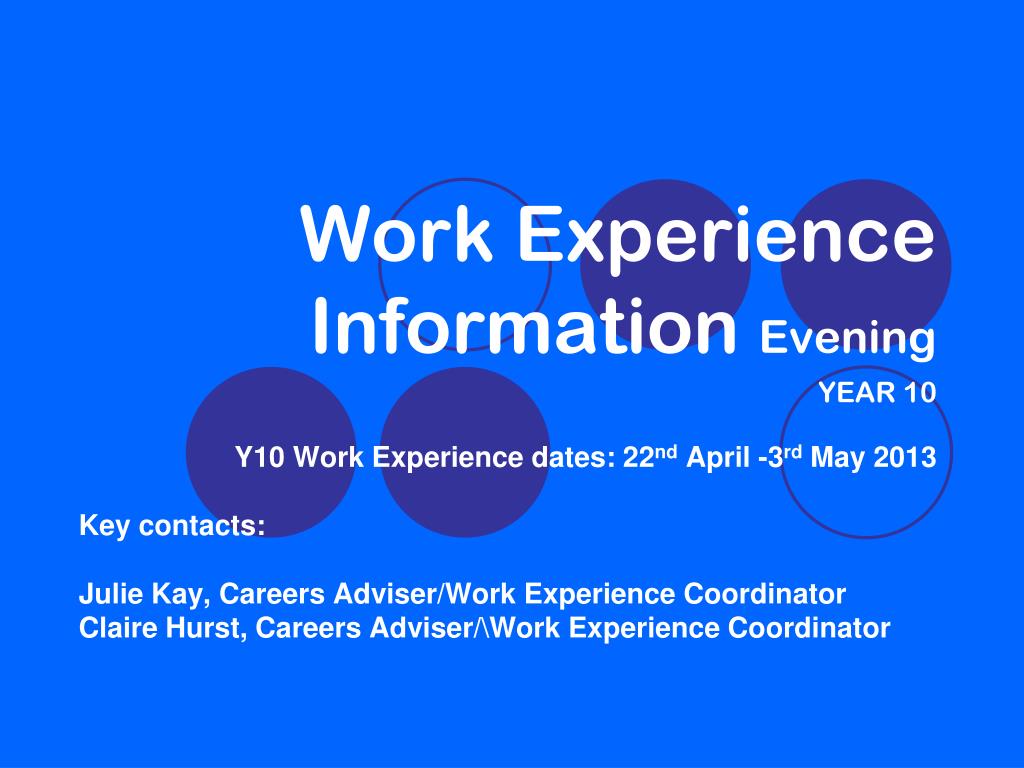 PPT - Work Experience Information Evening PowerPoint Presentation, free ...