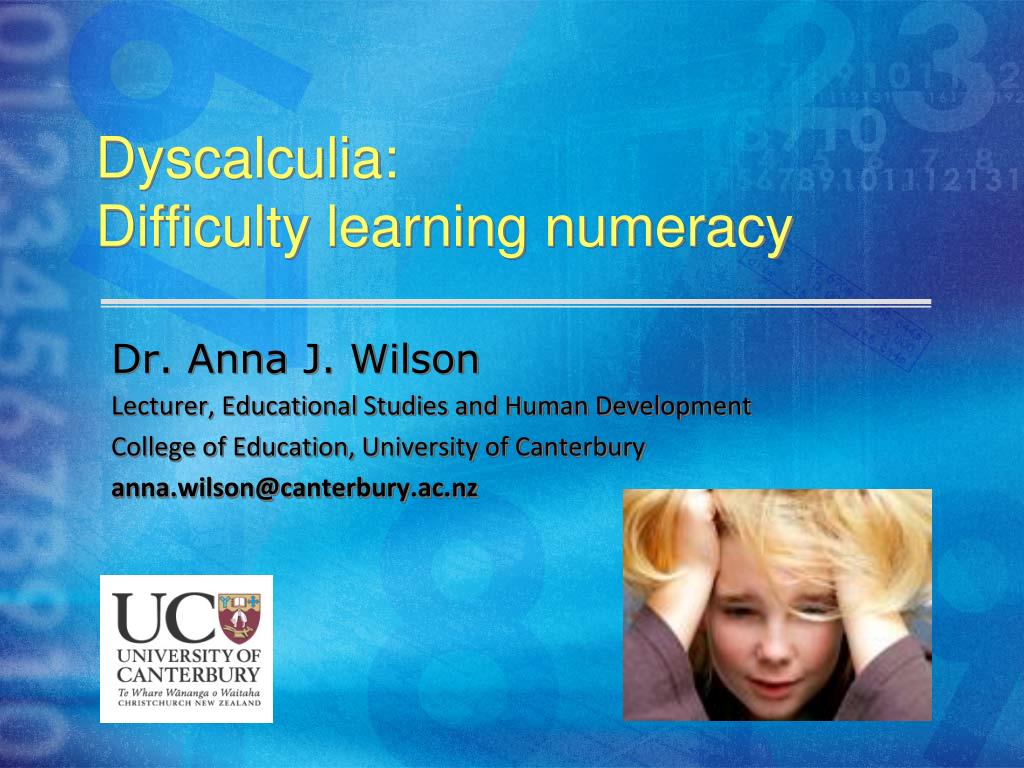 PPT - Dyscalculia: Difficulty learning numeracy PowerPoint Presentation ...