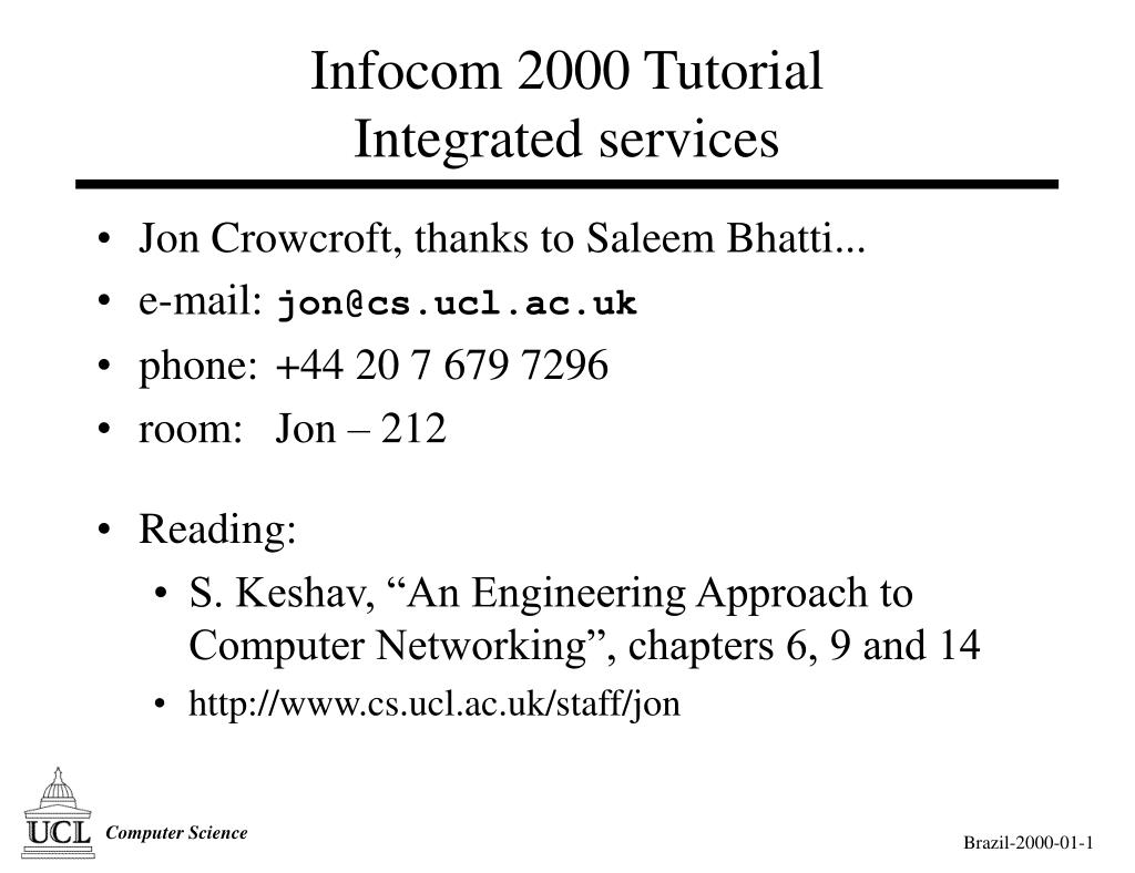 PPT - Infocom 2000 Tutorial Integrated services PowerPoint Presentation ...