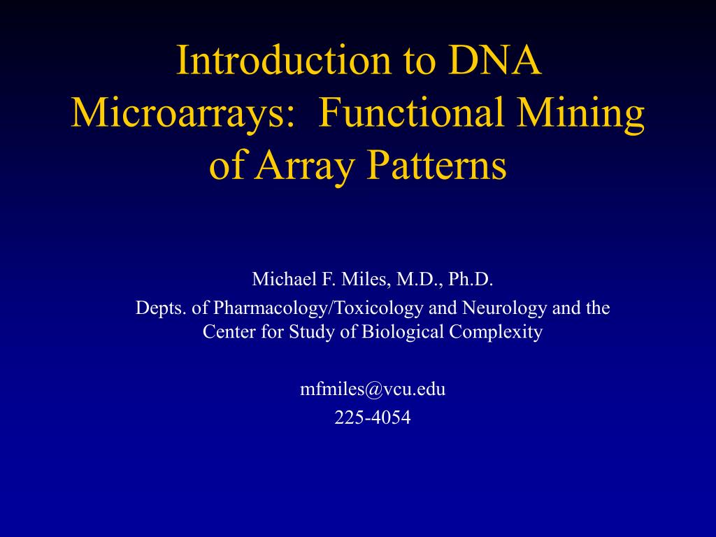 PPT - Introduction to DNA Microarrays: Functional Mining of Array Patterns PowerPoint ...