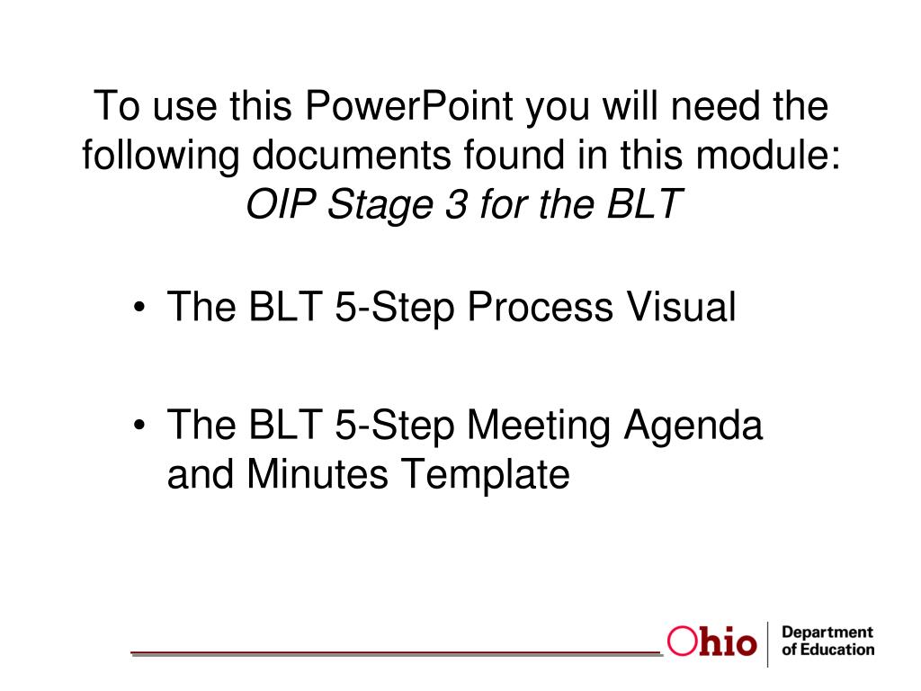 PPT - The BLT 5-Step Process Visual The BLT 5-Step Meeting Agenda and ...