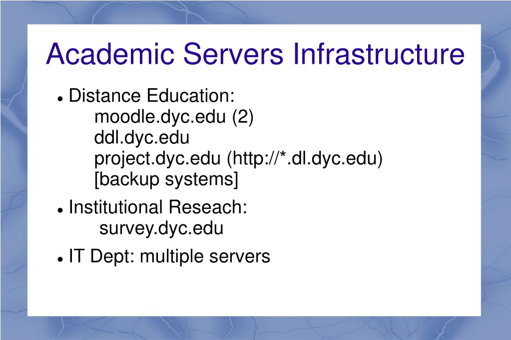 PPT - Academic Servers Infrastructure PowerPoint Presentation, free ...