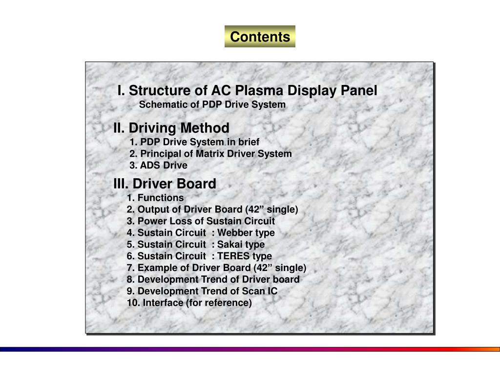 PPT - I. Structure of AC Plasma Display Panel Schematic of PDP Drive ...