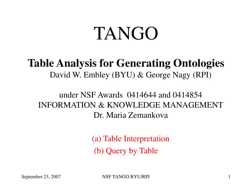 PPT - TANGO PowerPoint Presentation, free download - ID:3422775