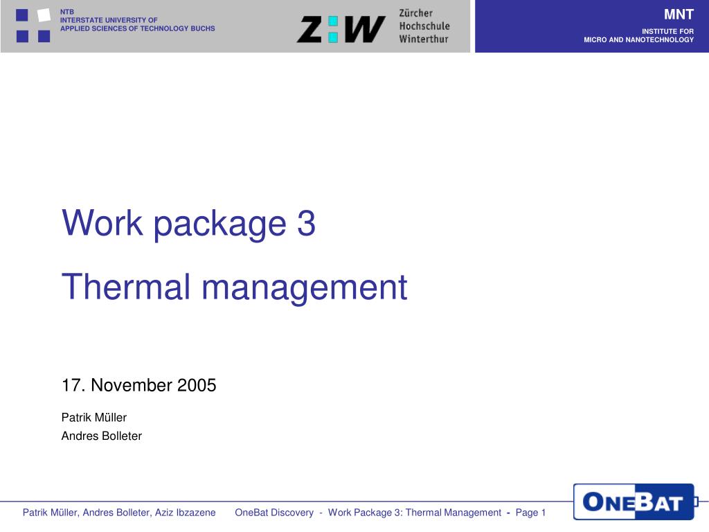 PPT - Work package 3 Thermal management PowerPoint Presentation, free ...