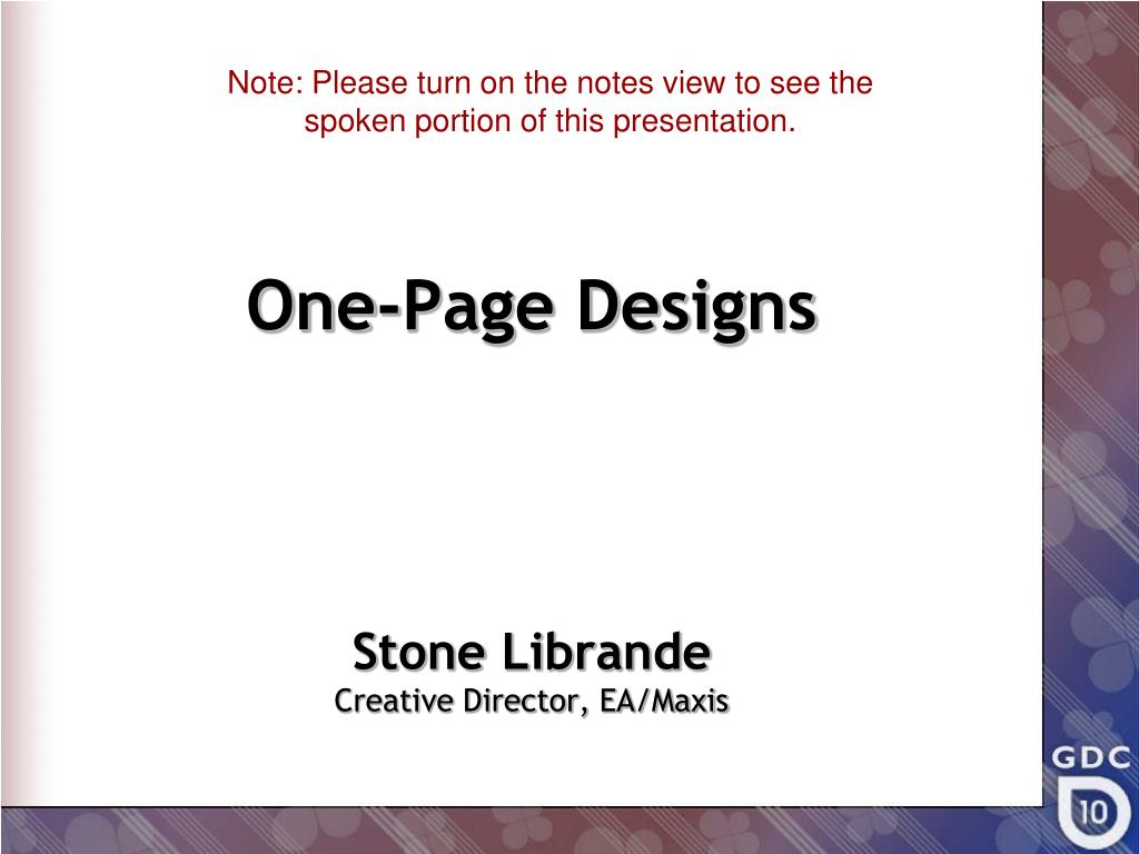 PPT - One-Page Designs PowerPoint Presentation, free download - ID:3427067