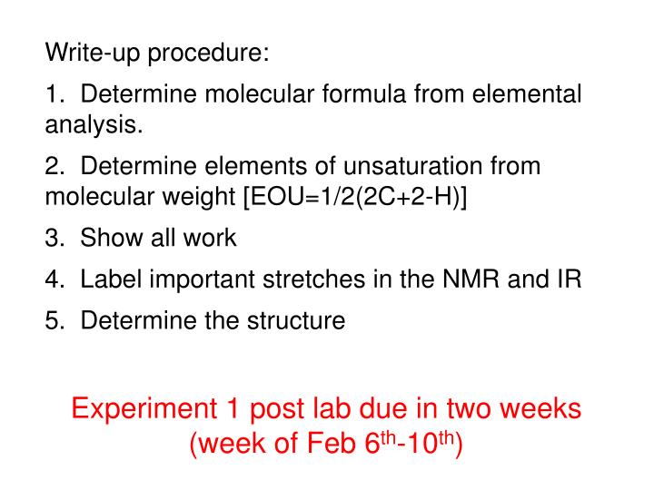 PPT Write up Procedure 1 Determine Molecular Formula From Elemental