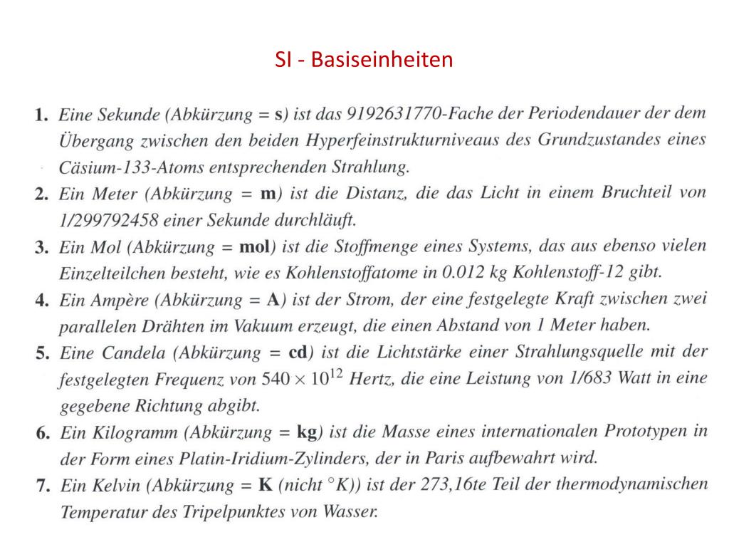 PPT - SI - Basiseinheiten PowerPoint Presentation, free download - ID ...
