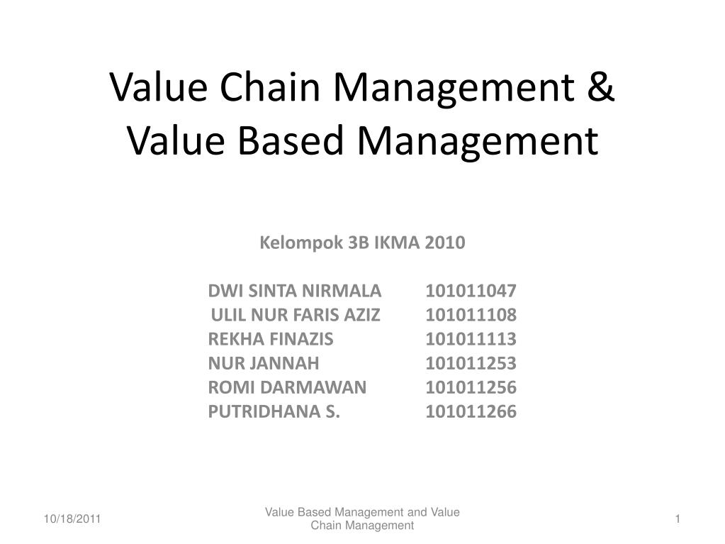 PPT - Value Chain Management & Value Based Management PowerPoint Presentation - ID:3450671