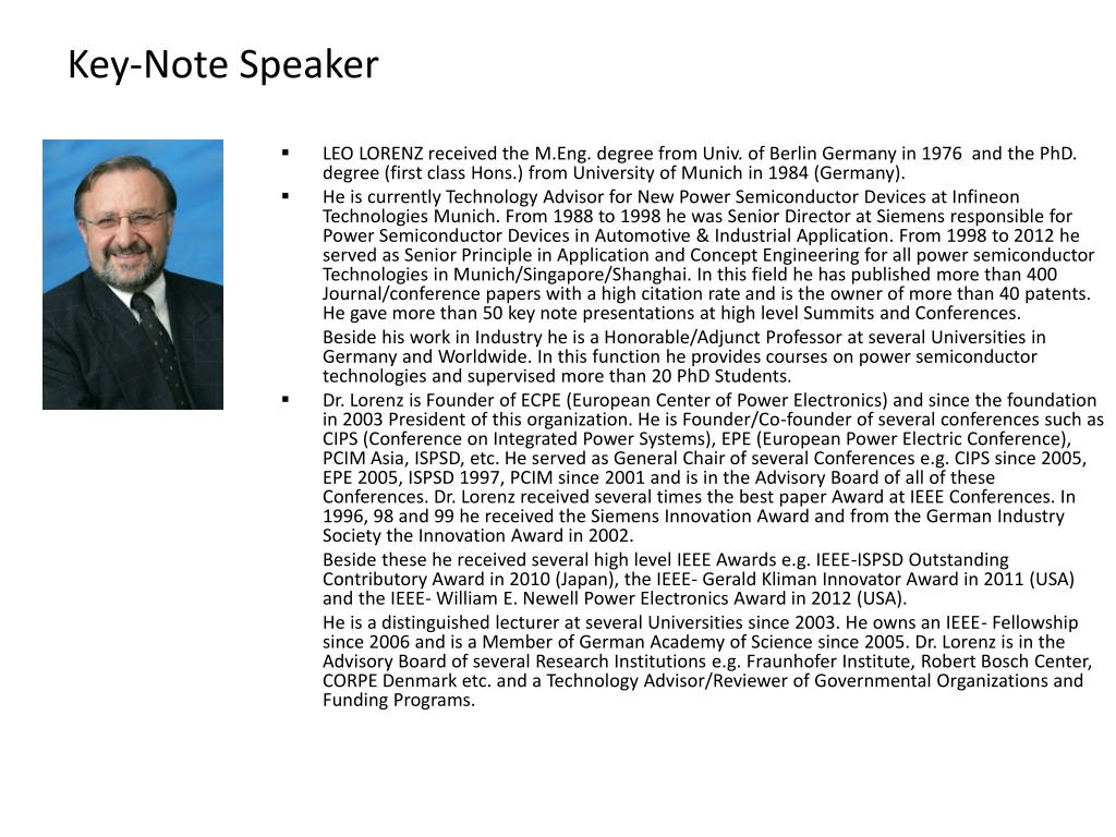 PPT - Key-Note Speaker PowerPoint Presentation, free download - ID:3451276