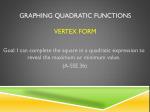 PPT - VERTEX Form of Quadratic Functions PowerPoint Presentation, free ...