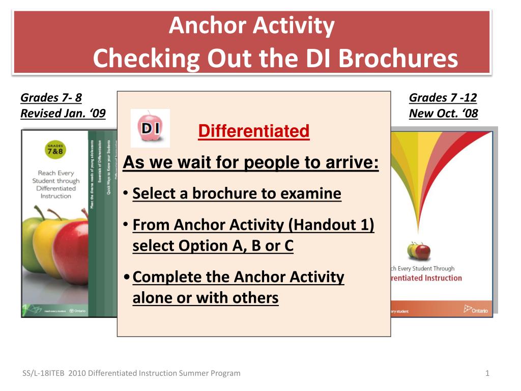 PPT - Anchor Activity Checking Out the DI Brochures PowerPoint ...