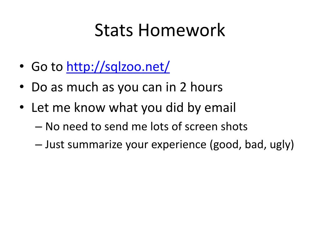 PPT - Stats Homework PowerPoint Presentation, free download - ID:3460994