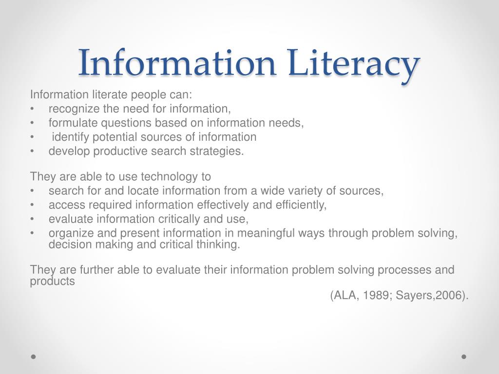 PPT - Information Literacy PowerPoint Presentation, free download - ID ...
