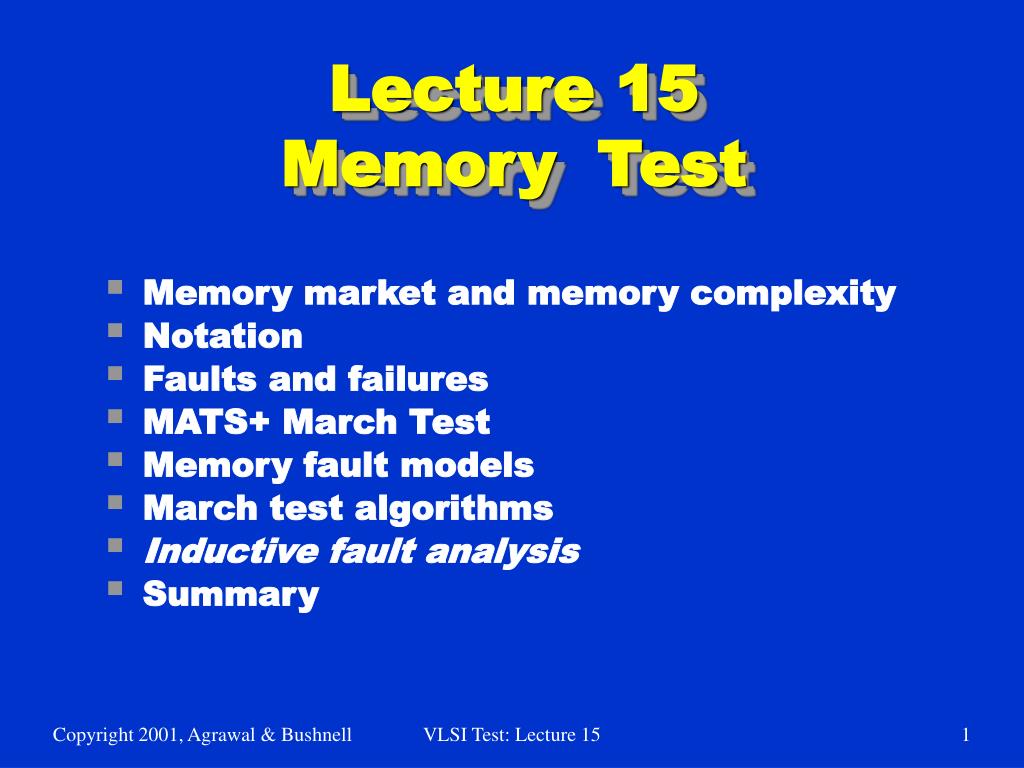 PPT - Lecture 15 Memory Test PowerPoint Presentation, free download ...