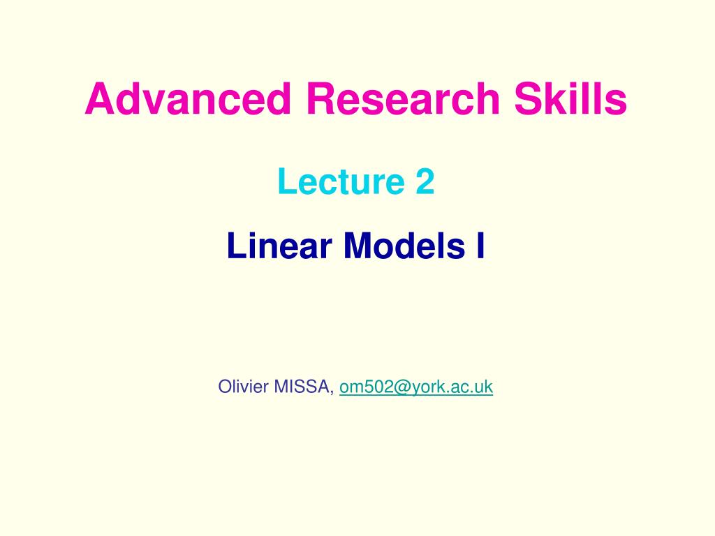 PPT - Lecture 2 Linear Models I PowerPoint Presentation, free download ...