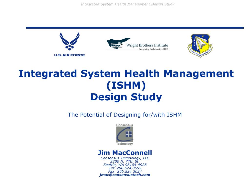 PPT - Integrated System Health Management (ISHM) Design Study ...