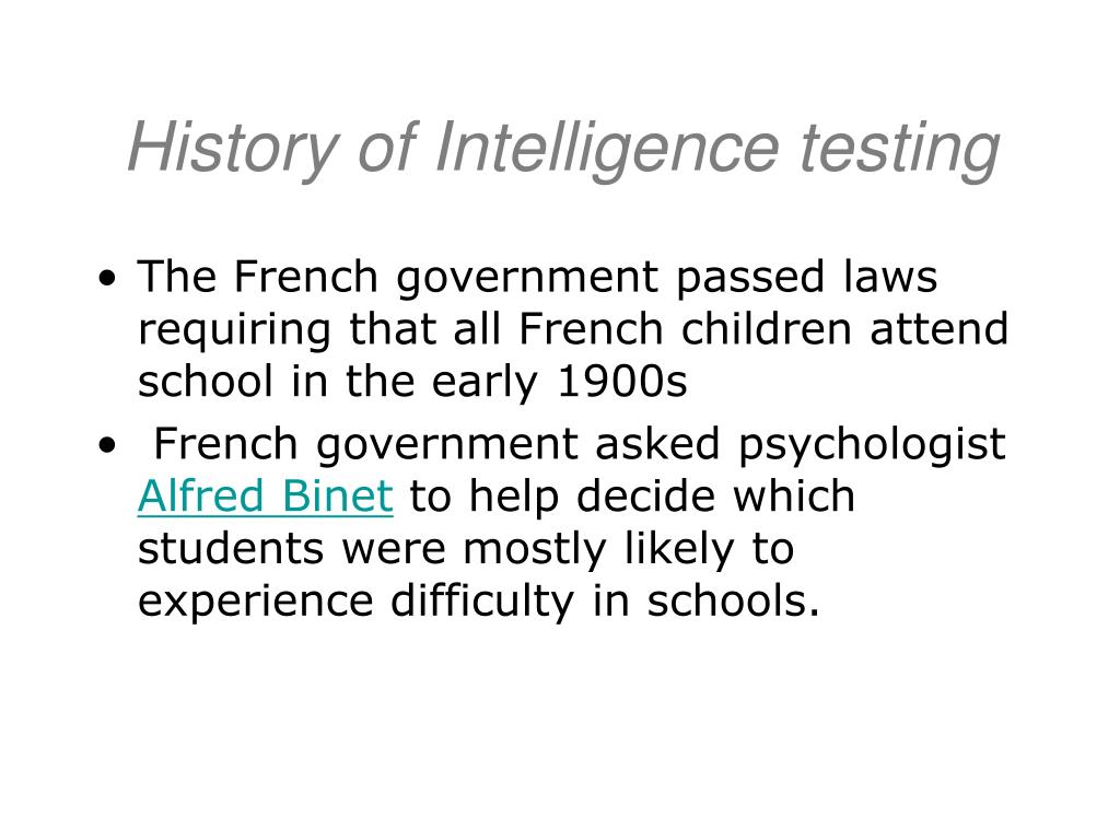 PPT - History of Intelligence testing PowerPoint Presentation, free ...