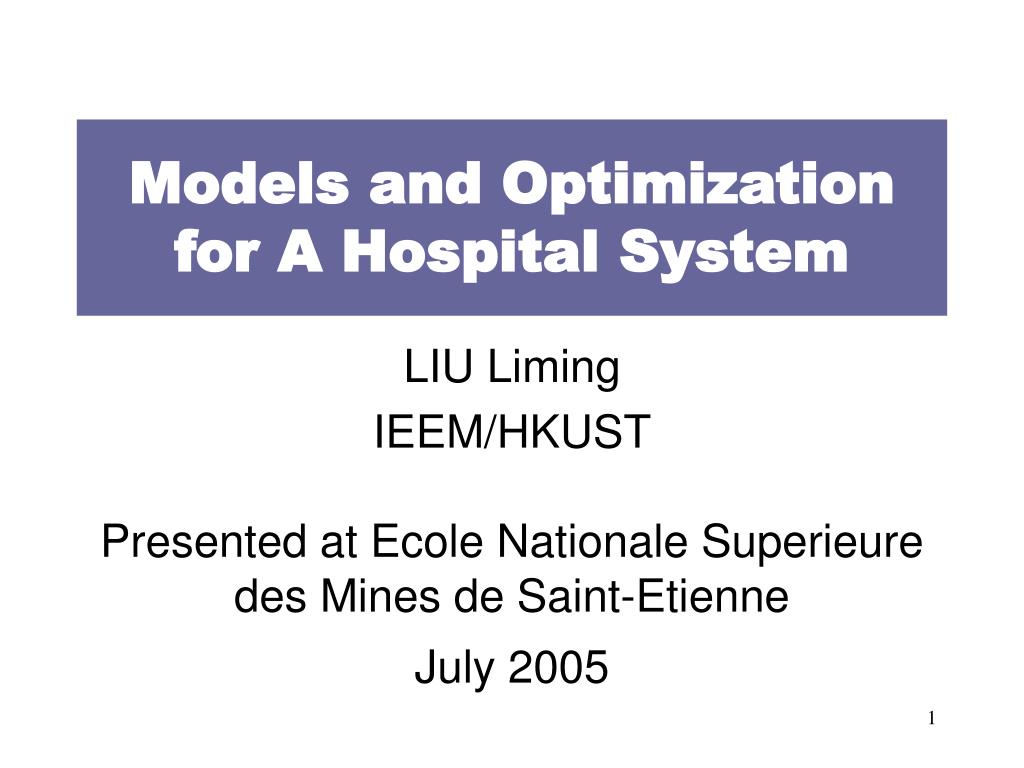 PPT - Models and Optimization for A Hospital System PowerPoint ...