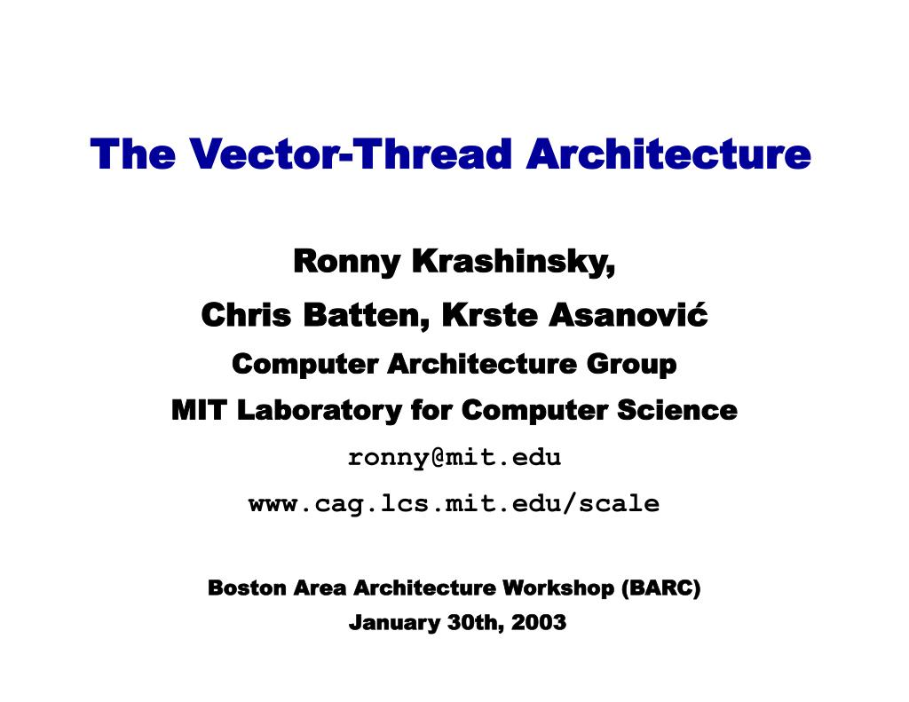 PPT - The Vector-Thread Architecture PowerPoint Presentation, free ...