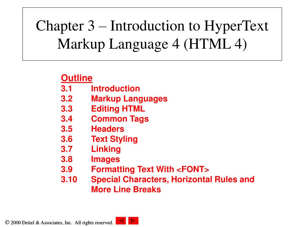 PPT - Chapter 3 – Introduction to HyperText Markup Language 4 (HTML 4 ...