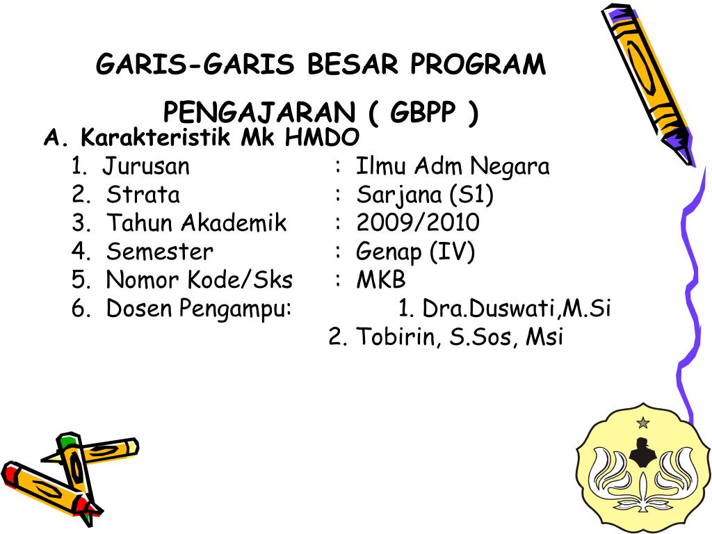 PPT - GARIS-GARIS BESAR PROGRAM PENGAJARAN ( GBPP ) PowerPoint ...