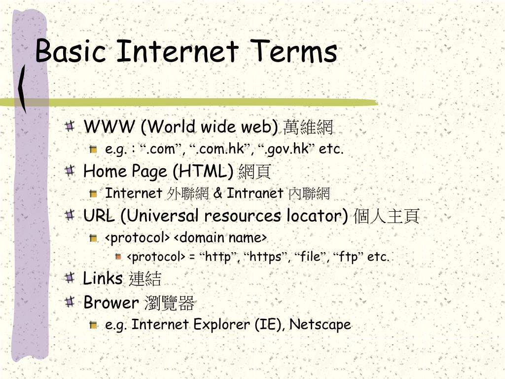 PPT - Basic Internet Terms PowerPoint Presentation, free download - ID:3552662