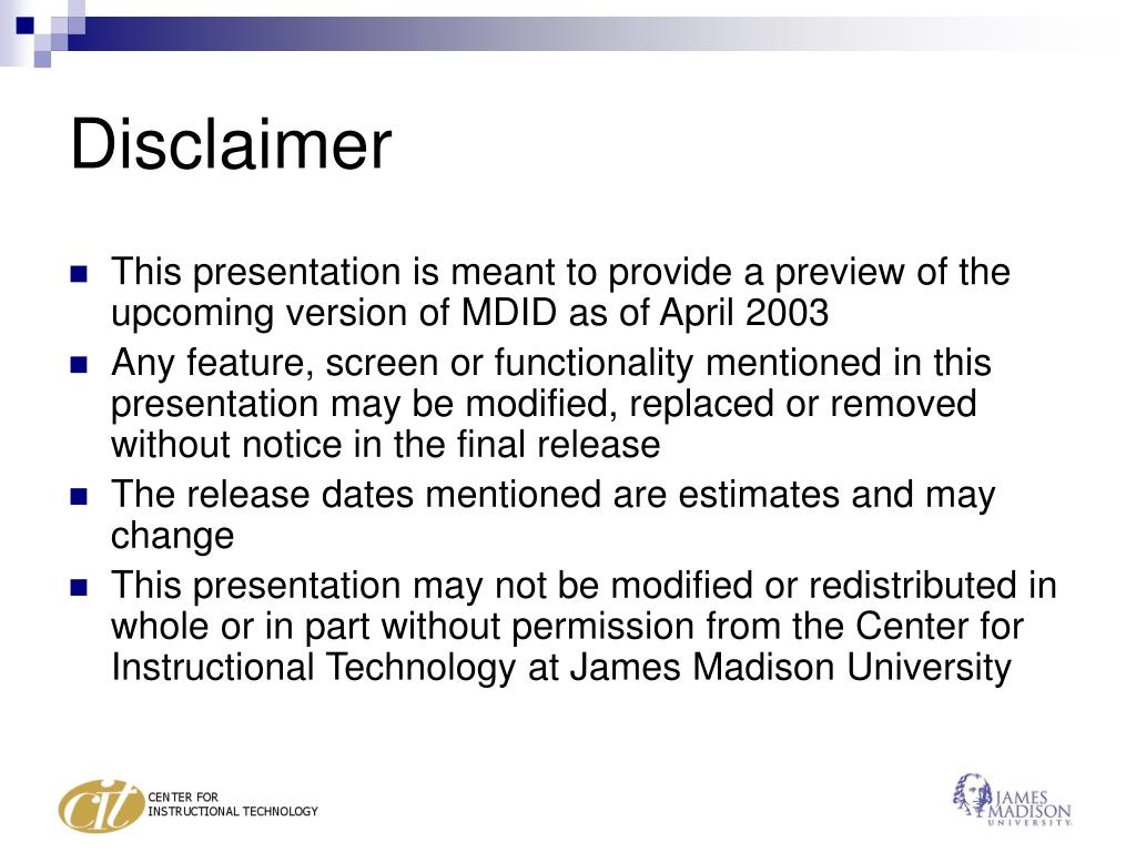 PPT - Disclaimer PowerPoint Presentation, free download - ID:3556053