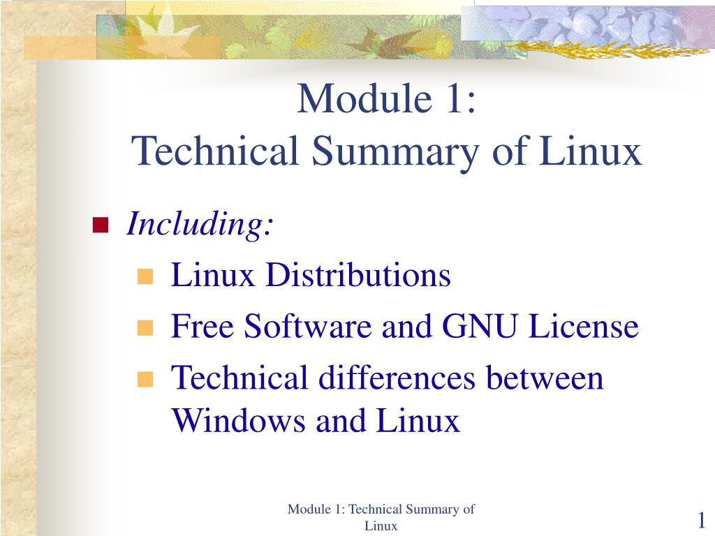 PPT - Module 1: Technical Summary of Linux PowerPoint Presentation ...
