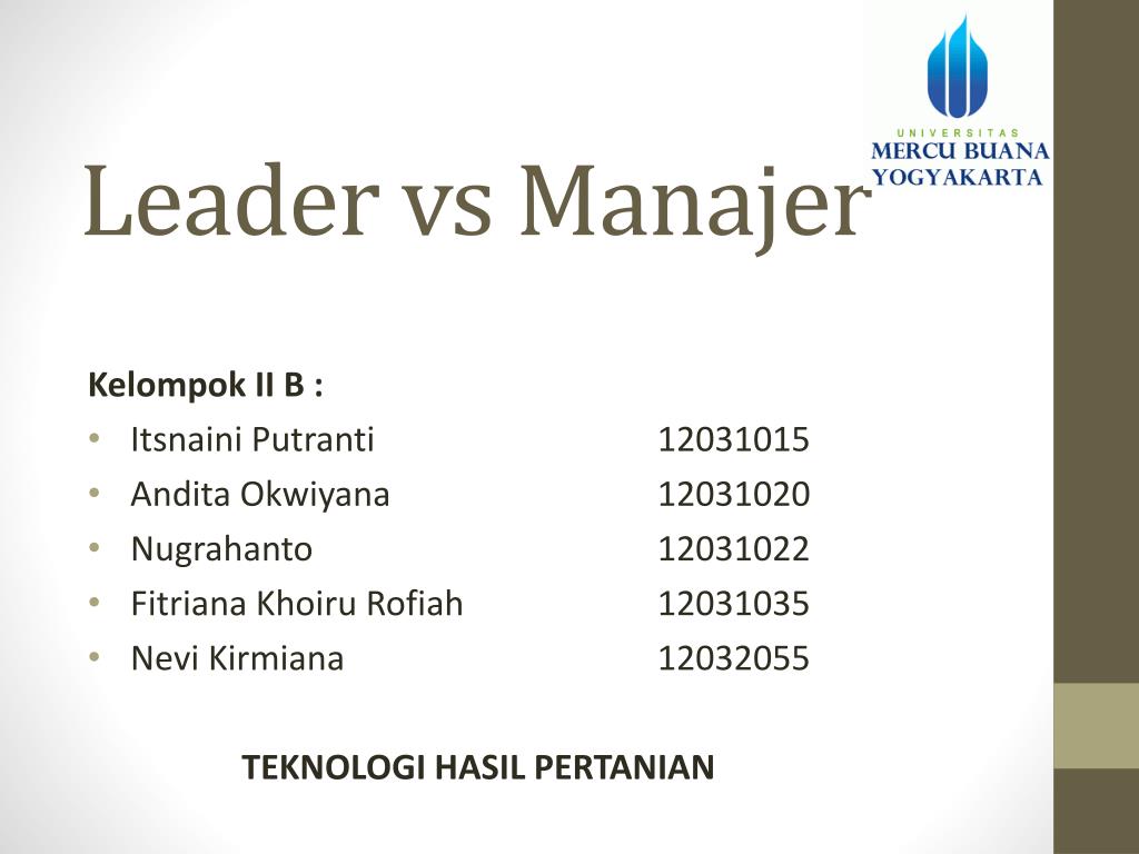 PPT - Leader vs Manajer PowerPoint Presentation, free download - ID:3562260