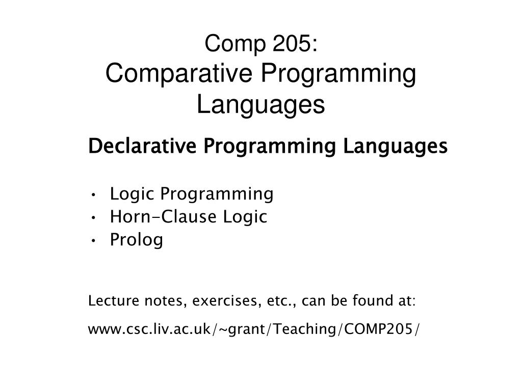 PPT - Comp 205: Comparative Programming Languages PowerPoint Presentation - ID:3569863