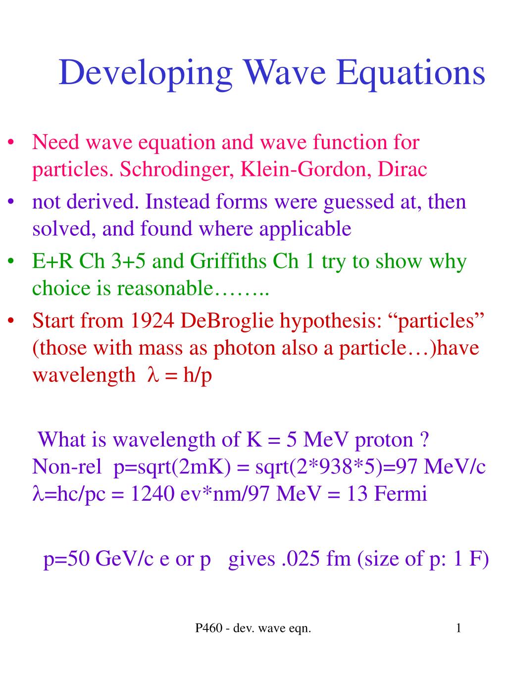 PPT - Developing Wave Equations PowerPoint Presentation, free download ...