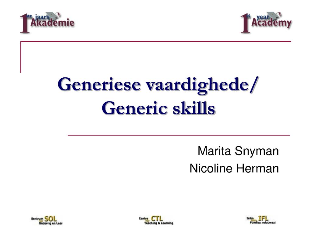 PPT - Generiese vaardighede/ Generic skills PowerPoint Presentation ...