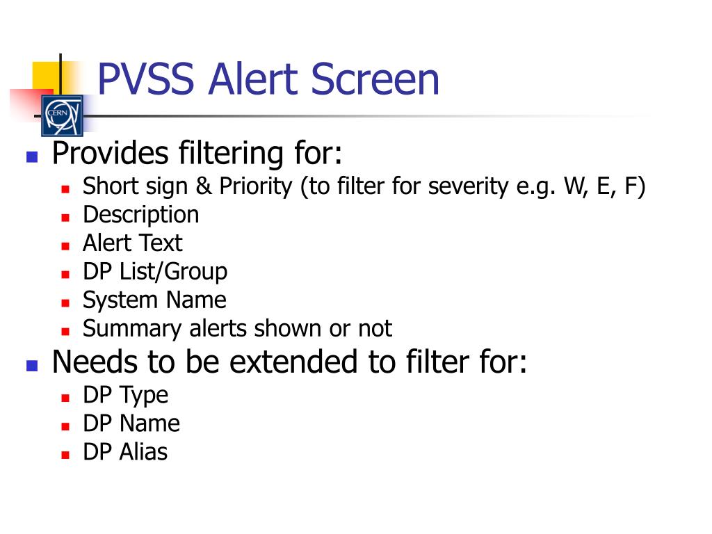 PPT - PVSS Alert Screen PowerPoint Presentation, free download - ID:3603730